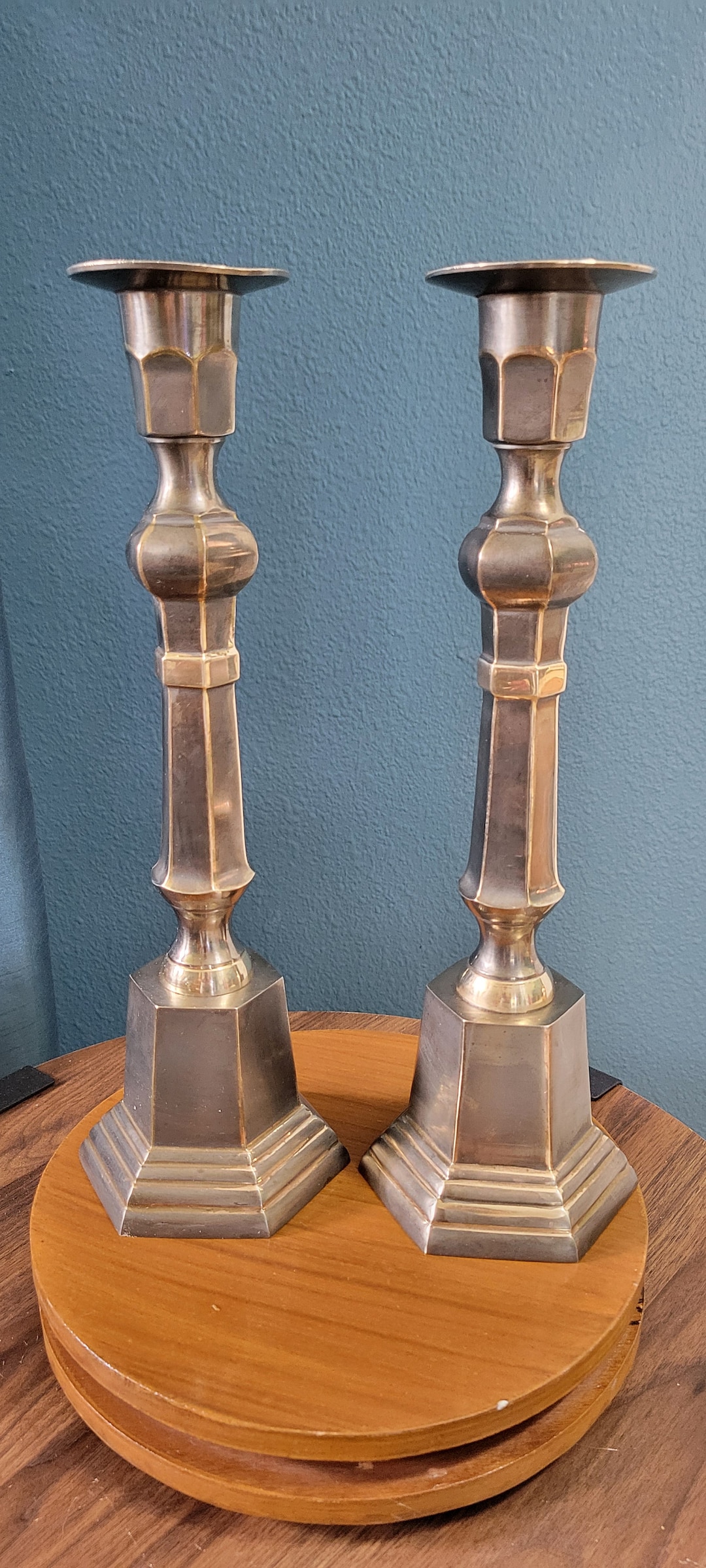 Vtg Solid Brass Candlestick Holders Set of 2 Size 14 Tall.. - Etsy