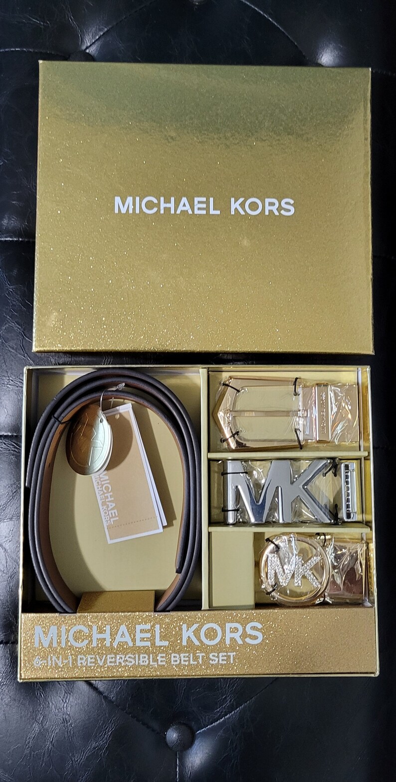 Michael Kors 6-in-1 Revesible Belt Set Black Mk Logo Women's New - Etsy