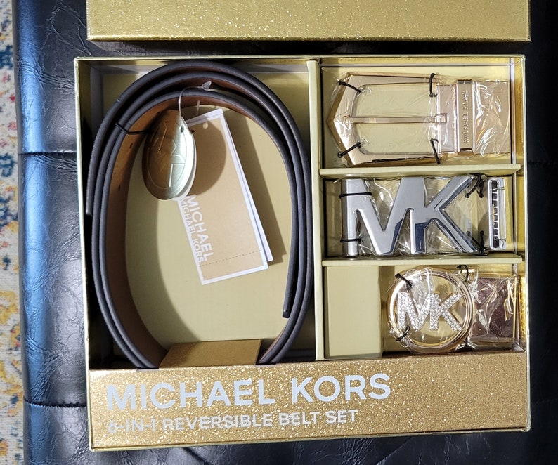 Michael Kors 6-in-1 Revesible Belt Set Black Mk Logo Women's New - Etsy