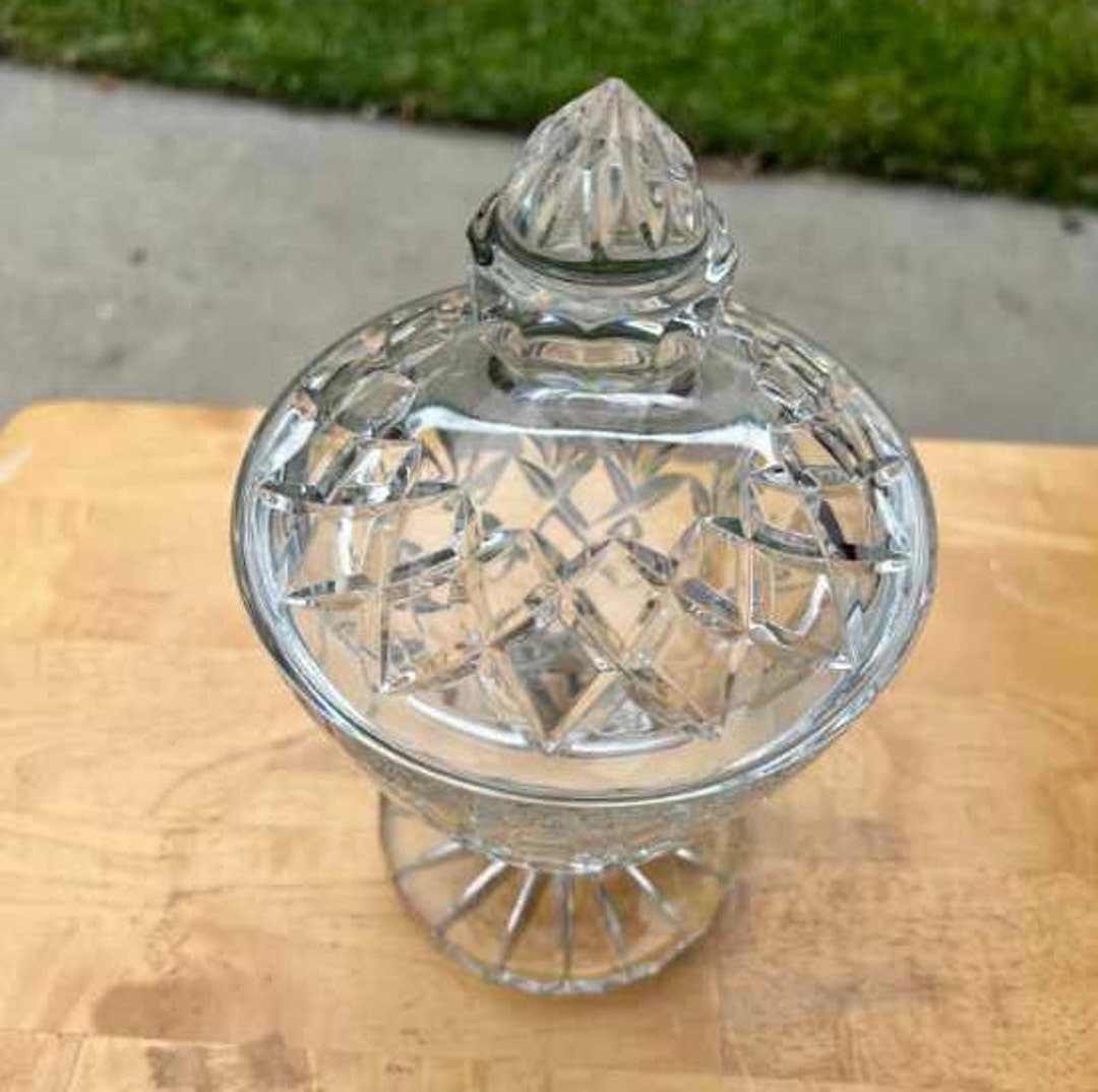 Vintage Clear Crystal Candy Dish With Lid Heavy and Gorgeous - Etsy