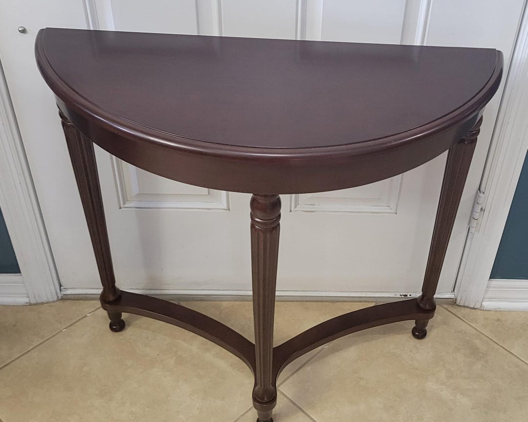 Bombay Furniture Mahogany Wood Demi Lune Console Entry Hall Table Half ...