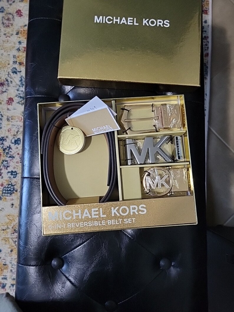 Michael Kors 6-in-1 Revesible Belt Set Black Mk Logo Women's New - Etsy