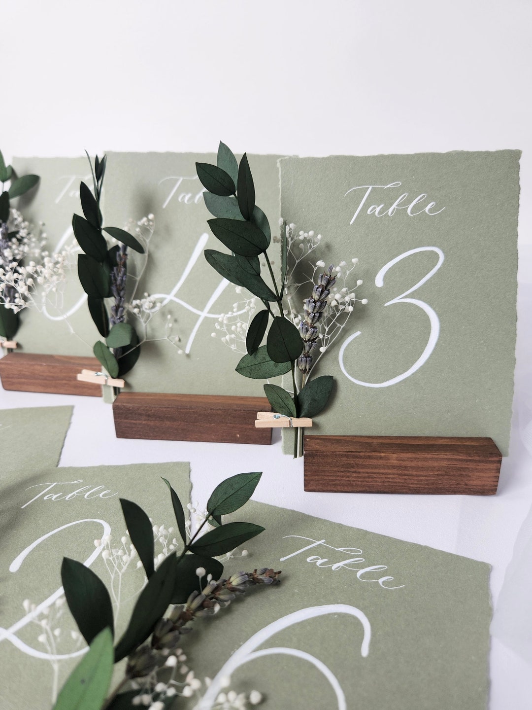 Calligraphy Wedding Table Numbers With Dried Flowers - Etsy