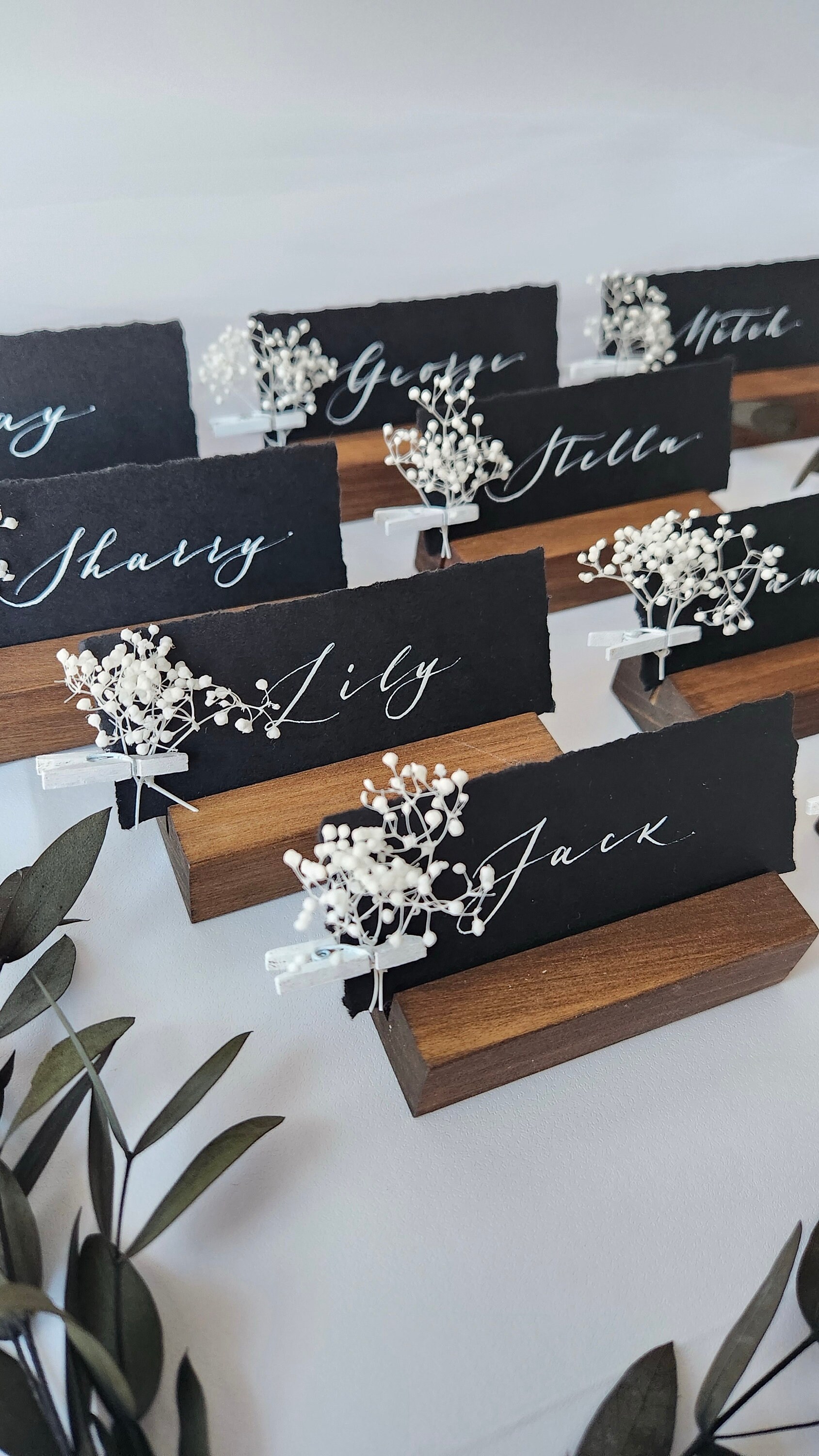 Black Place Cards Classy Place Cards Deckled Edge Wedding Place Cards ...