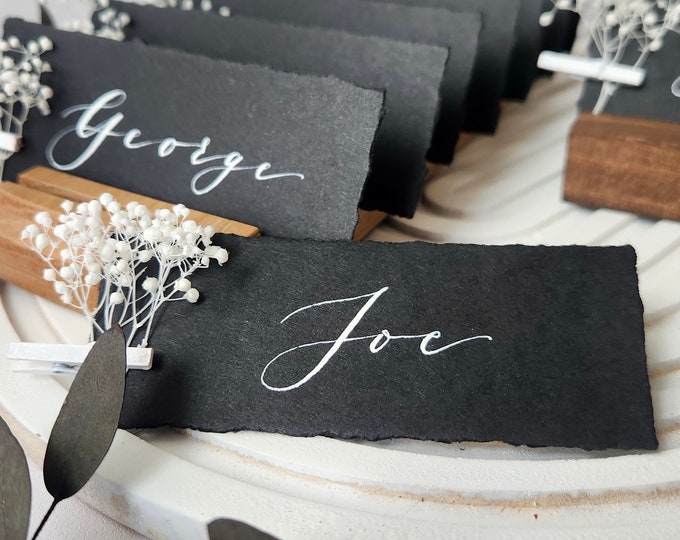 Black Name Cards With Wax Seal, Vellum Place Cards With Wax Seal, Black ...