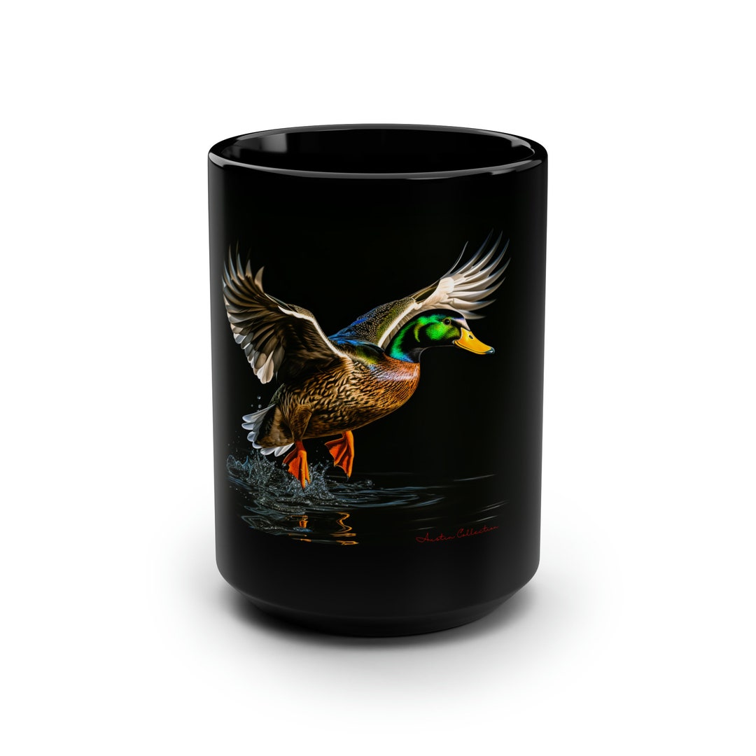 Mallard Duck Mug: Green Head Duck Lover Gift - 15oz Black Ceramic - Etsy