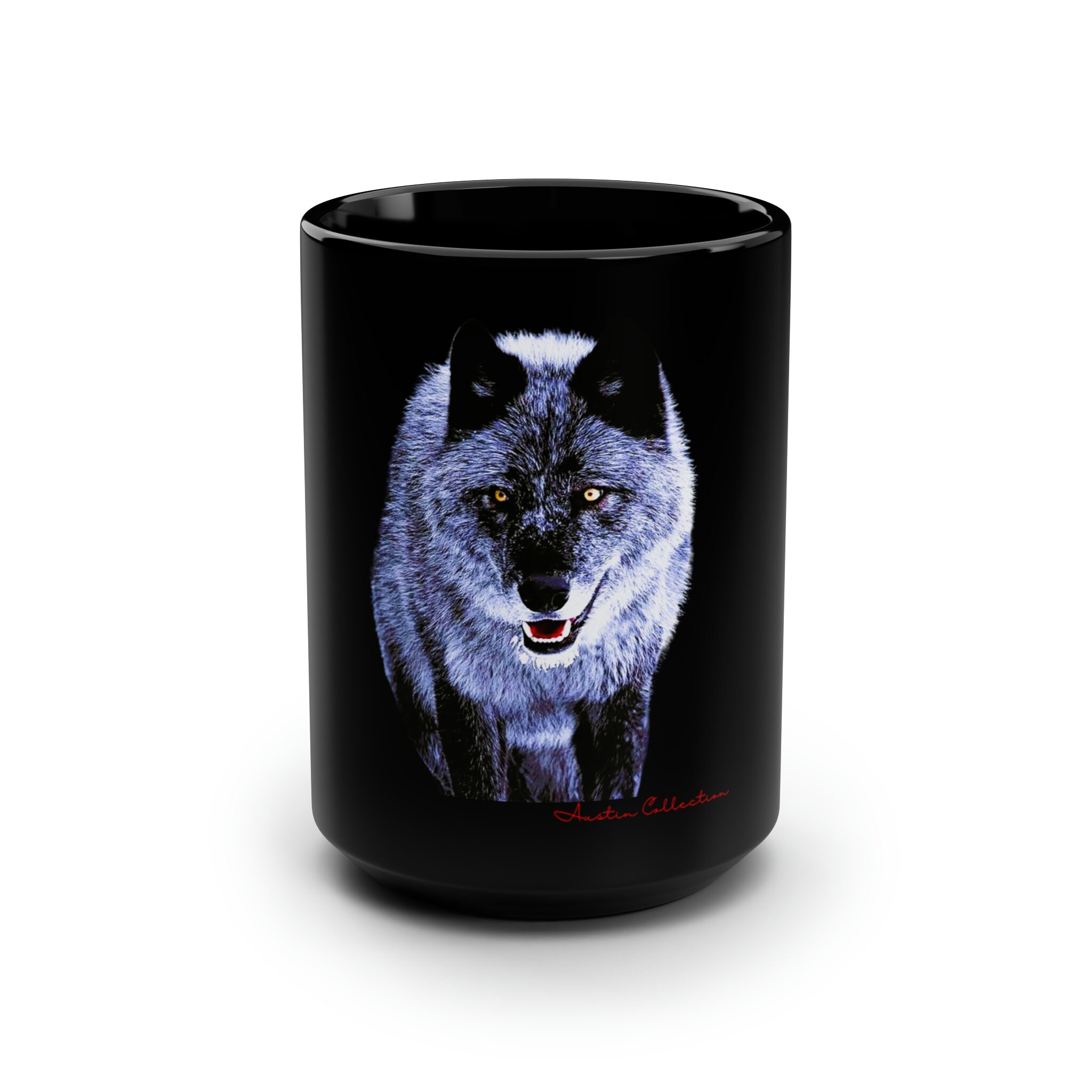 Wolf Cup Timber Wolf Black Mug, 15oz Gift for Him Gift for Her - Etsy