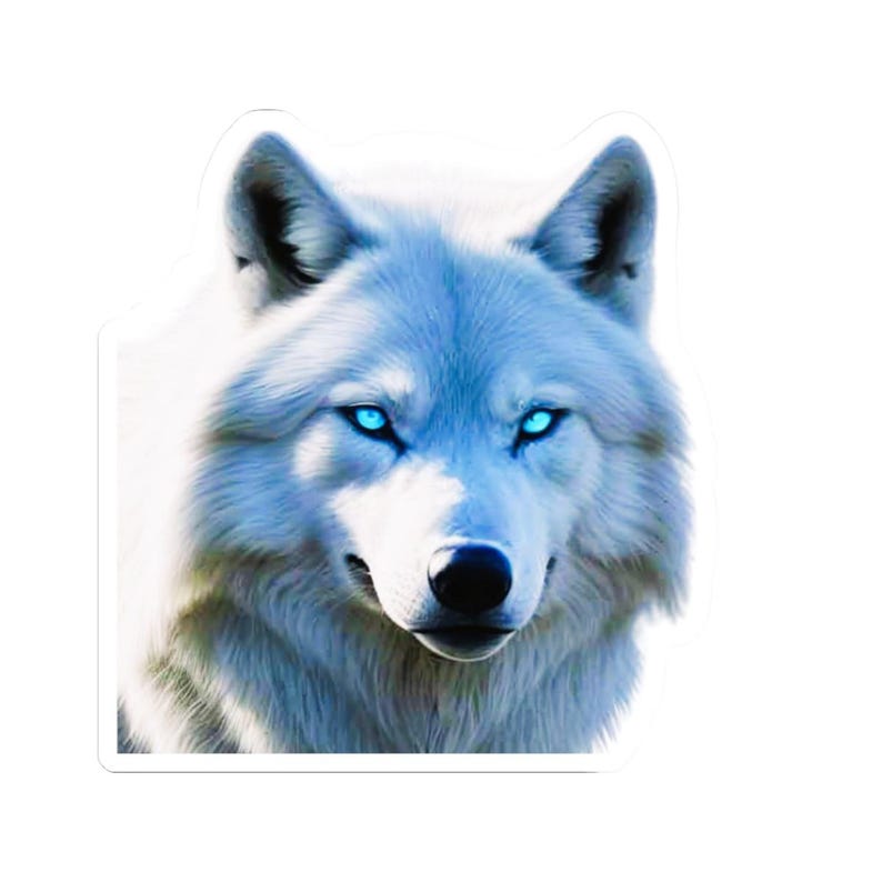 Blue Wolf Face Sticker | Kiss-cut Vinyl Sticker, Glowing Eyes - Etsy
