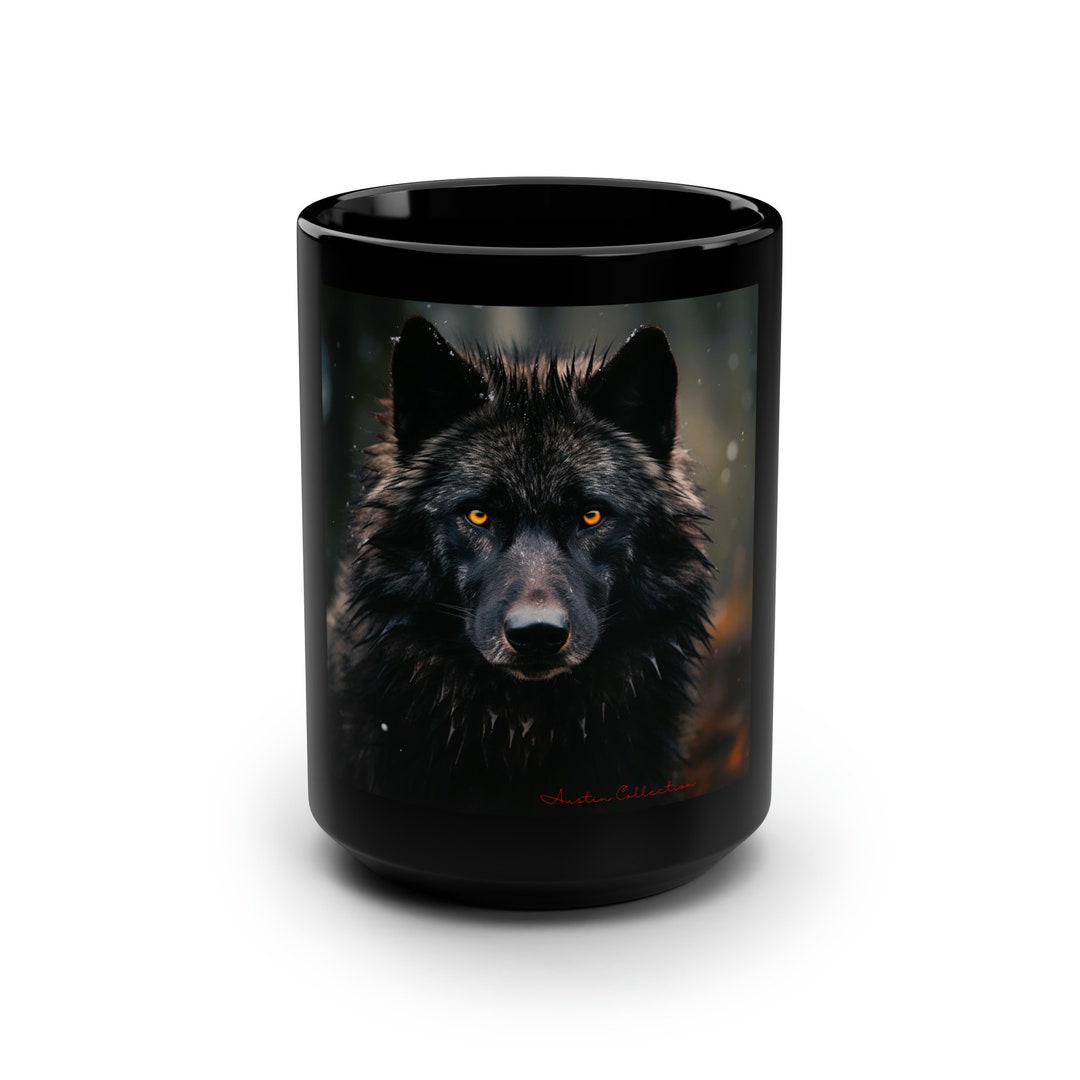 Wolf Coffee Cup Black Mug 15oz Gift Him Gift Her Tea Cup - Etsy