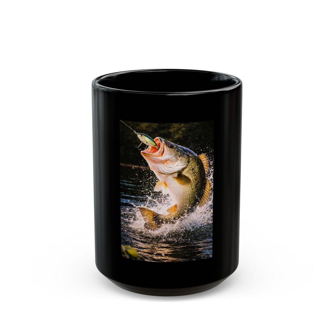 Jumping Bass Fish Mug | Largemouth Bass Action Fishing Ceramic Mug - Etsy
