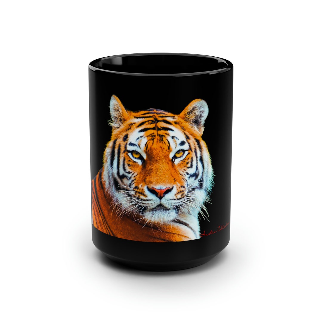 Mug Tiger Coffee Cup Ceramic Mug Black Mug Gift Mug Gift Him Gift Her ...