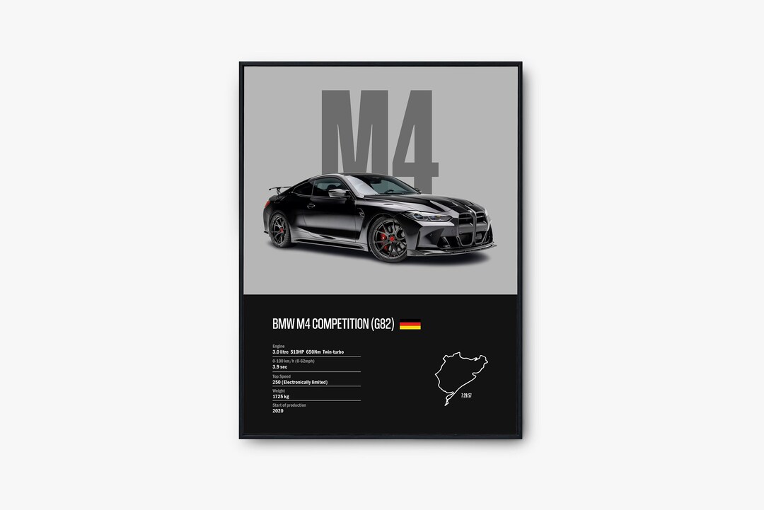 BMW M4 Competition Poster, M4 Poster, M4 G82, Supercar Wall Art, Car ...