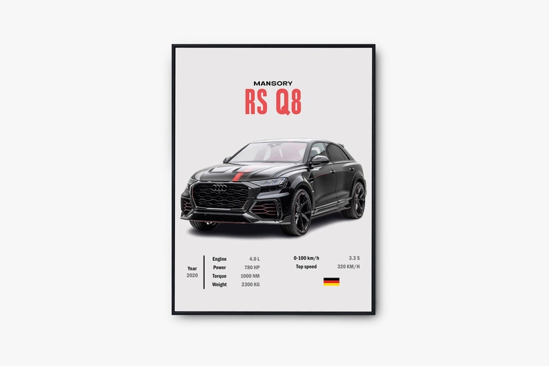 Audi RS Q8 Poster Mansory Poster Supercar Wall Art Car - Etsy Australia