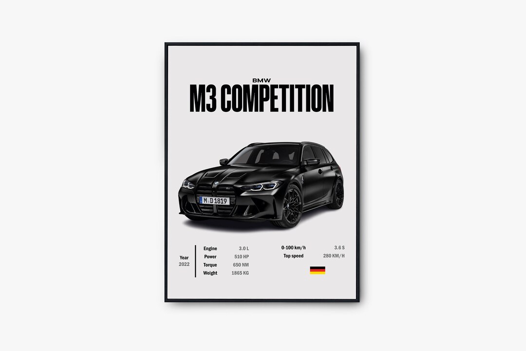 BMW M3 Competition Poster, M3 Poster, M3 Competition, Supercar Wall Art ...