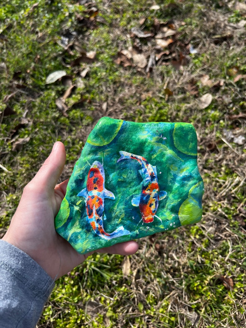 Koi Fish Handpainted Rock - Etsy