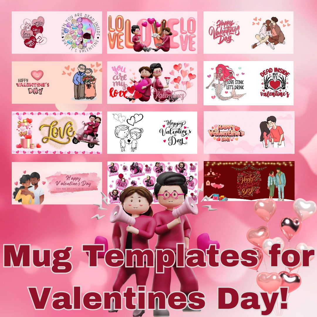 Love in Every Sip: Valentine's Day Mug Template Wraps for 11-oz ...