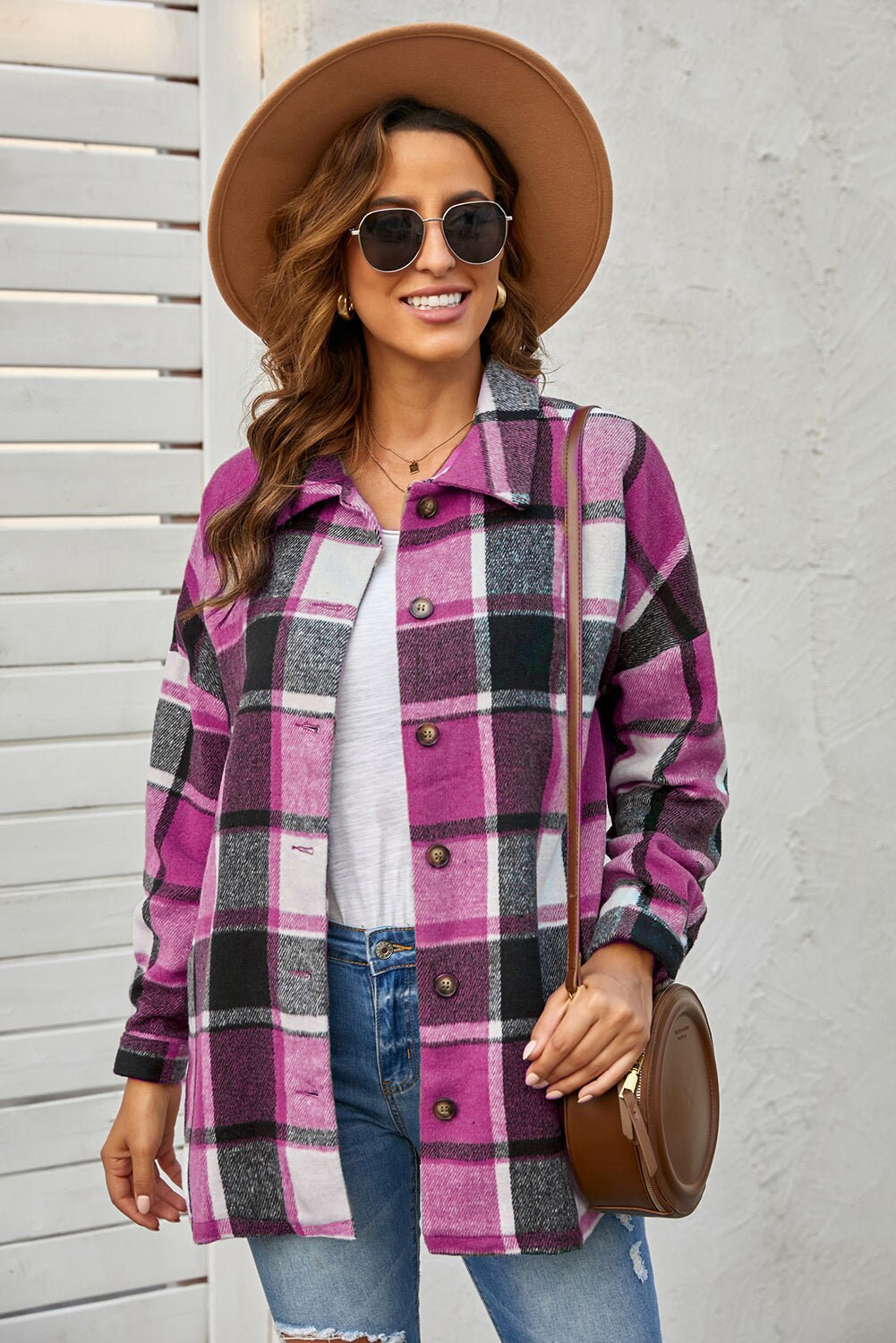 Double Take Plaid Dropped Shoulder Pocketed Shirt Jacket - Etsy