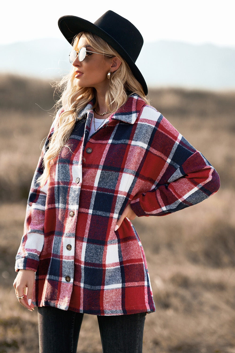 Double Take Plaid Dropped Shoulder Pocketed Shirt Jacket - Etsy