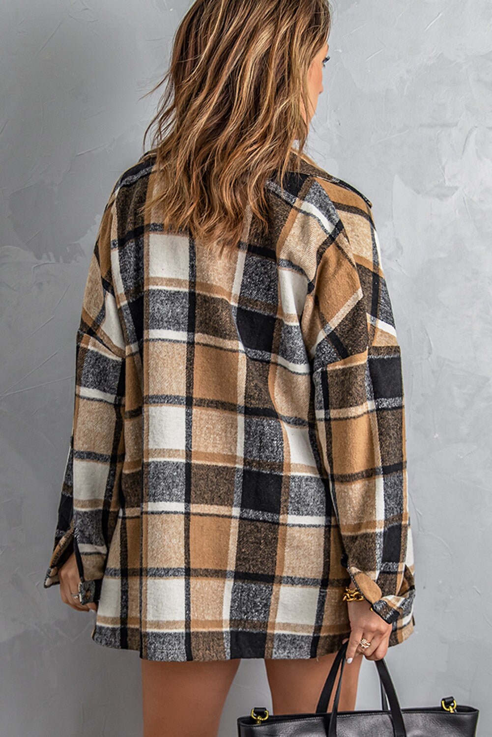 Double Take Plaid Dropped Shoulder Pocketed Shirt Jacket - Etsy