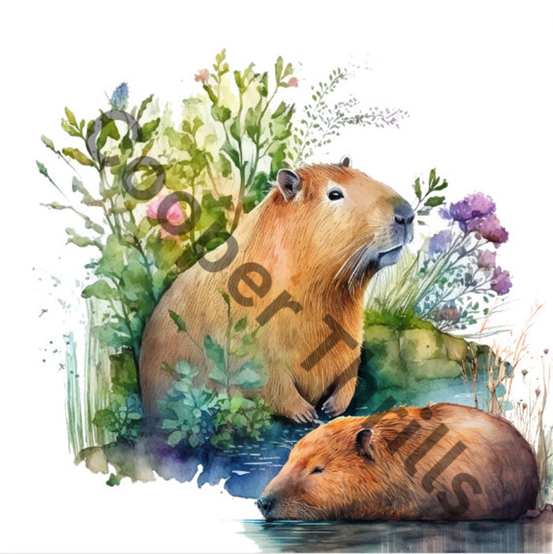 Capybara Clipart, Animal and Nature Clipart, Watercolor Capybara, for ...
