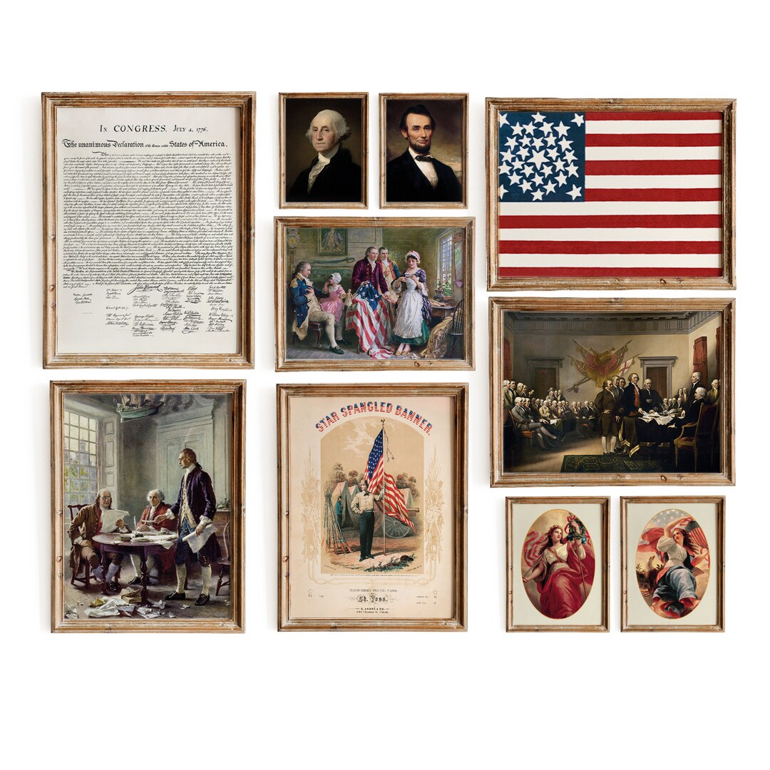 USA Patriotic Printable Wall Art Set | 4th of July | the Declaration of ...