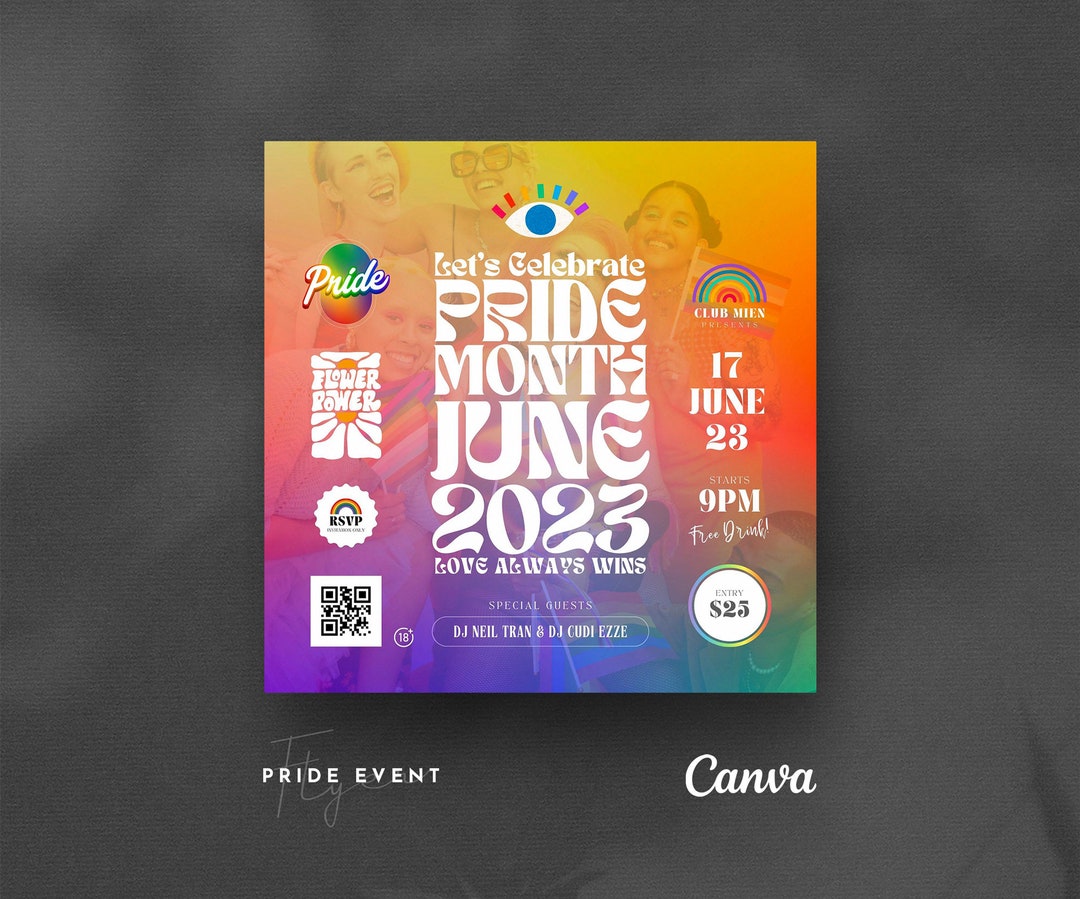 Pride Party Flyer Template Pride Instagram Post Pride - Etsy