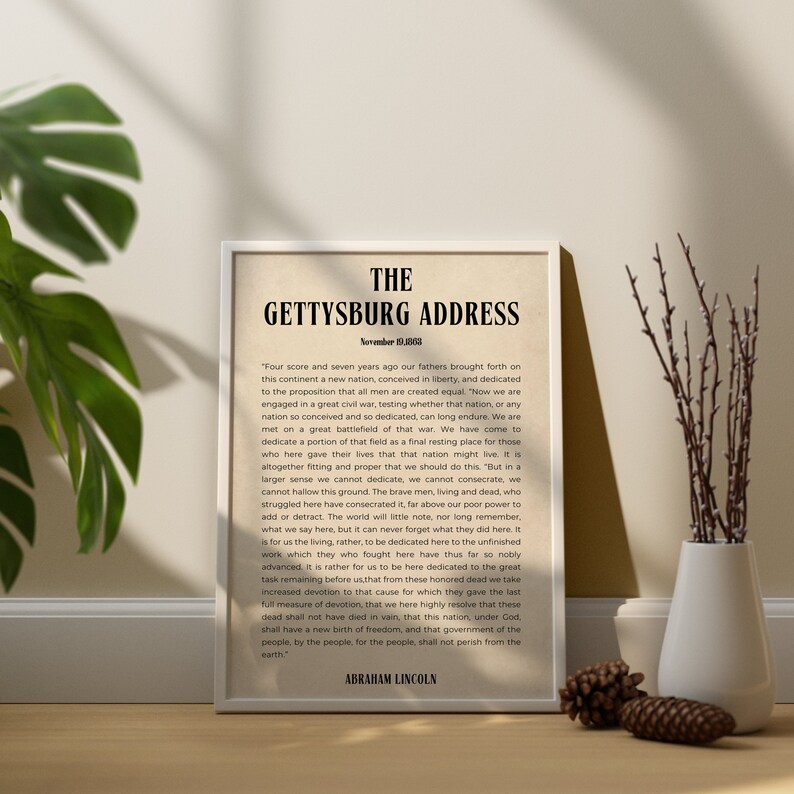 The Gettysburg Address Abraham Lincoln USA Patriotic Military Printable ...