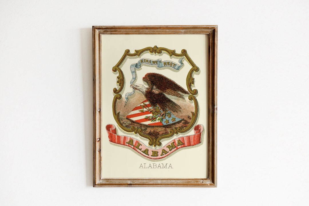 Coat of Arms of Alabama | State Arms | Engraving by Henry Mitchell ...