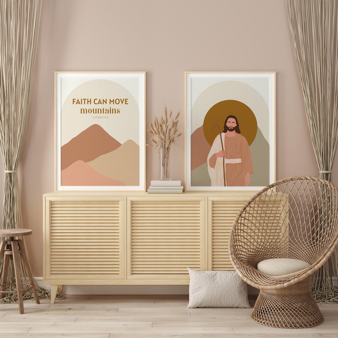 Christian Boho Set of 2 | Matthew 17:20 Bible Verse | Christian Wall ...