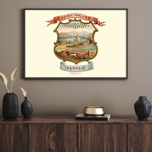 Kansas State Coat of Arms | State Arms | Engraving by Henry Mitchell ...