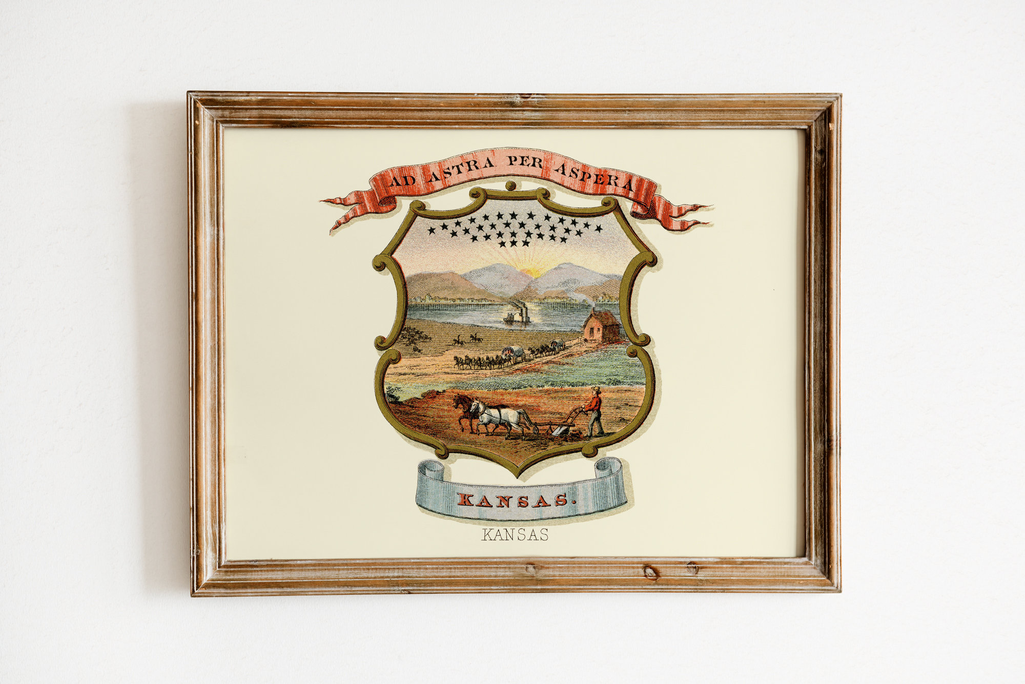 Kansas State Coat of Arms | State Arms | Engraving by Henry Mitchell ...