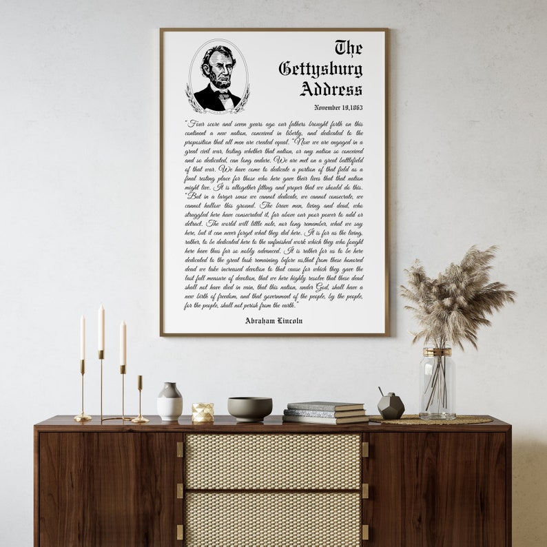 The Gettysburg Address Abraham Lincoln USA Patriotic Military Printable ...