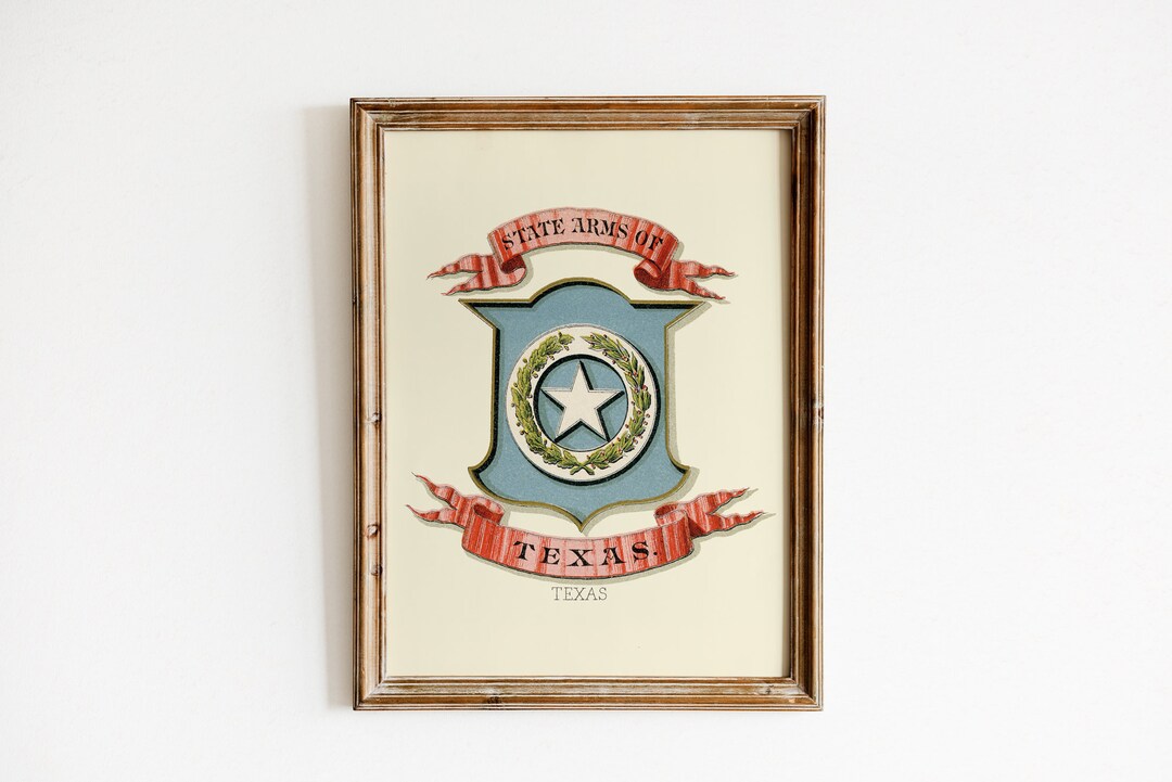 Coat of Arms of Texas | State Arms | Engraving by Henry Mitchell ...