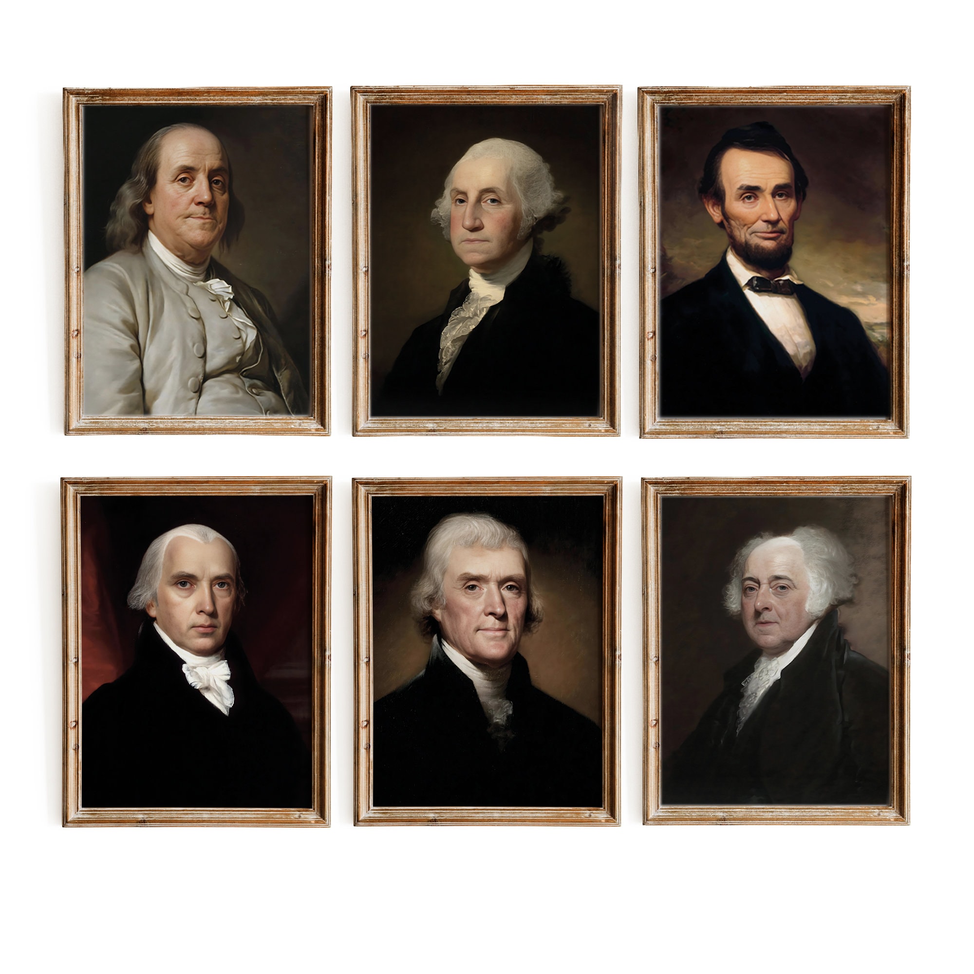 Presidential Portrait Set Art USA Patriotic Printable Wall Art Founding ...