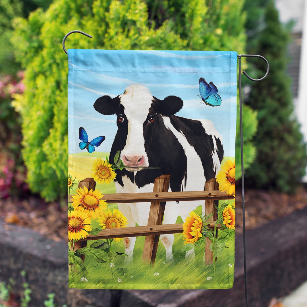 Spring Cow Garden Flag, Cow Welcome Garden Flag, Cow Spring Garden Flag ...