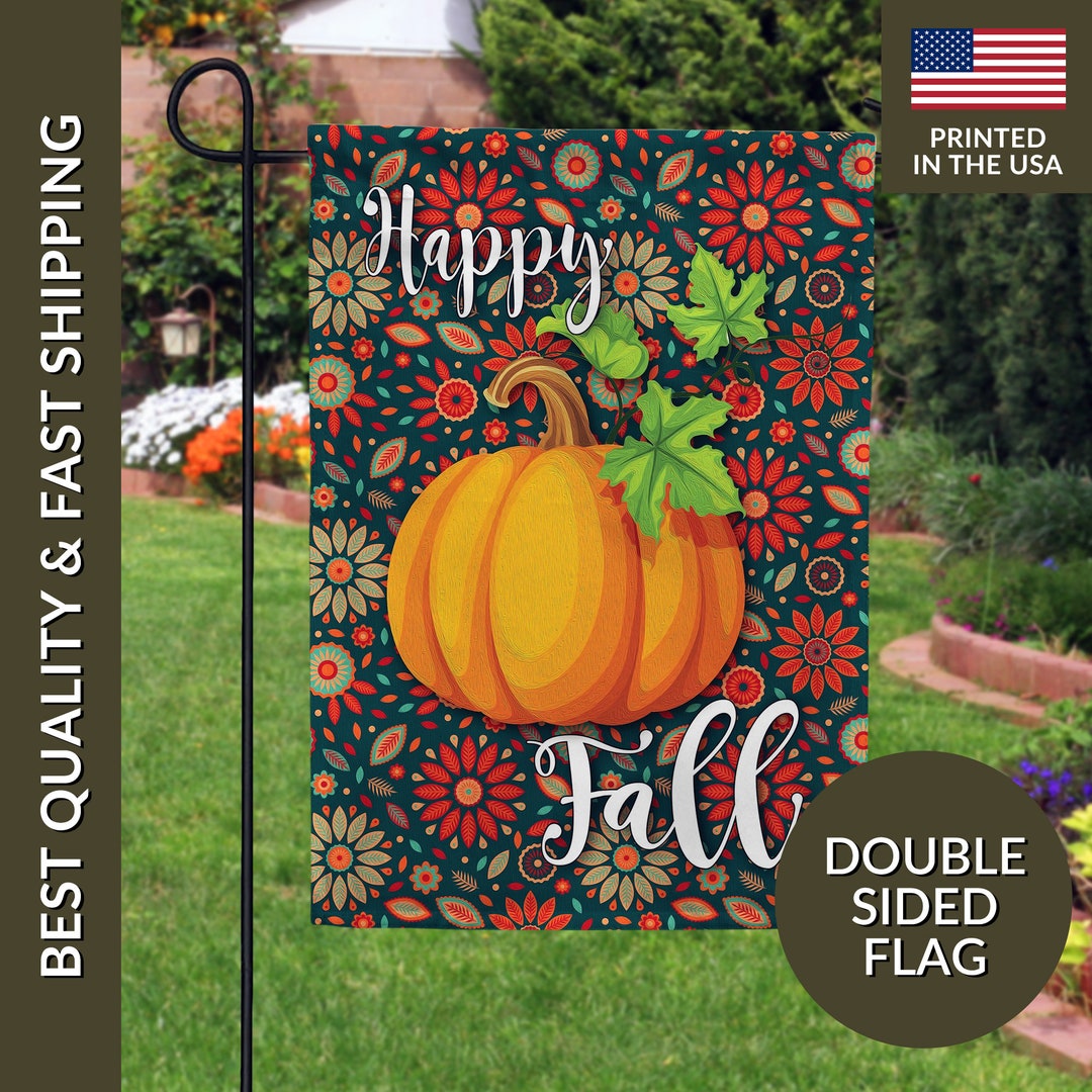Happy Fall Garden Flag, Fall Garden Flag, Pumpkin Garden Flag, Garden ...