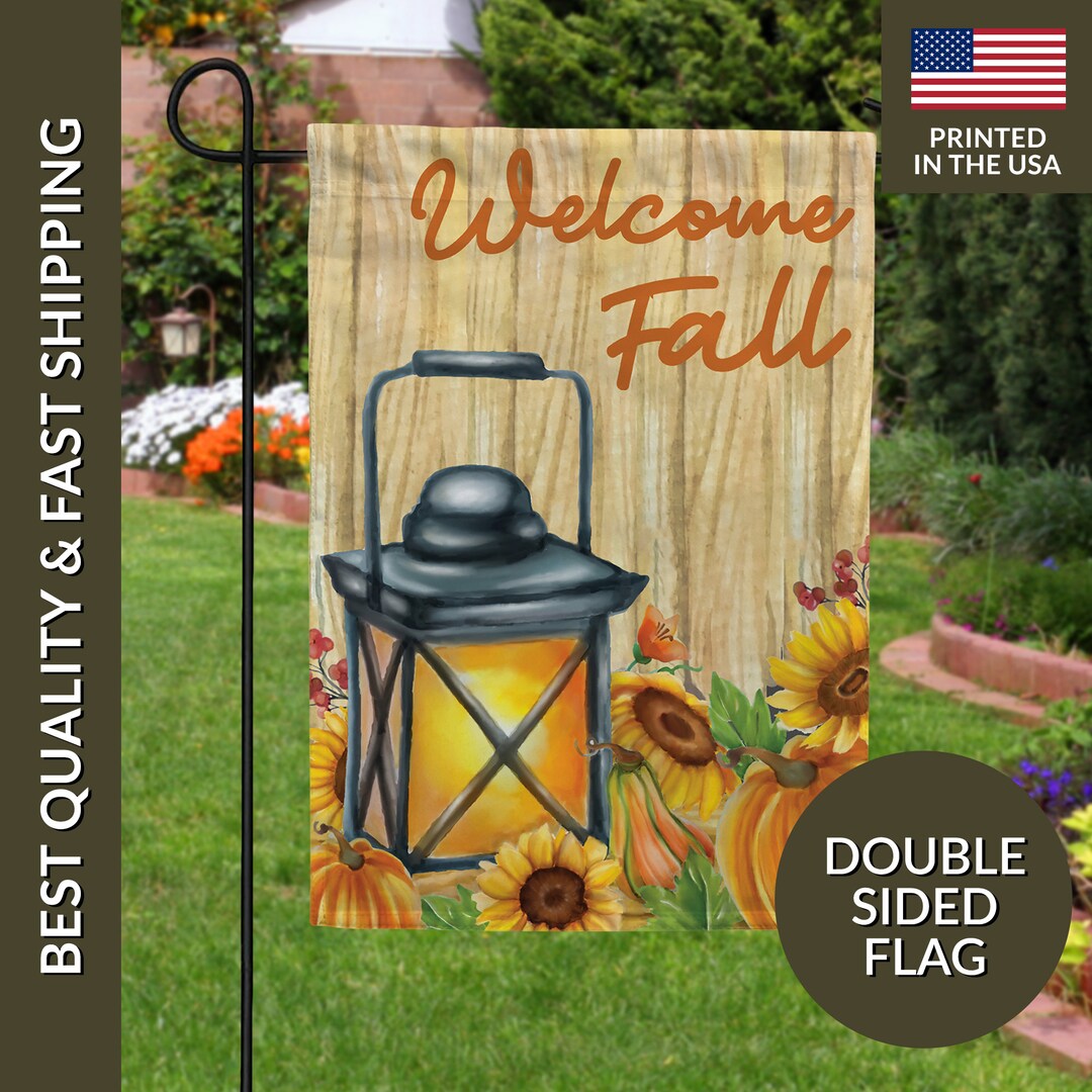 Welcome Fall Double Sided Garden Flag, Lamp Garden Flag, Sunflower ...