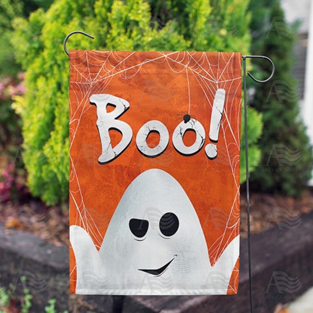 Boo Ghost Garden Flag, Hey Boo Flag, Halloween Garden Flag, Ghost ...