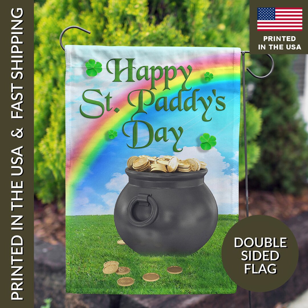 Happy St Paddy's Day Flag,rainbow Pot of Gold,st Patricks Day Flag ...
