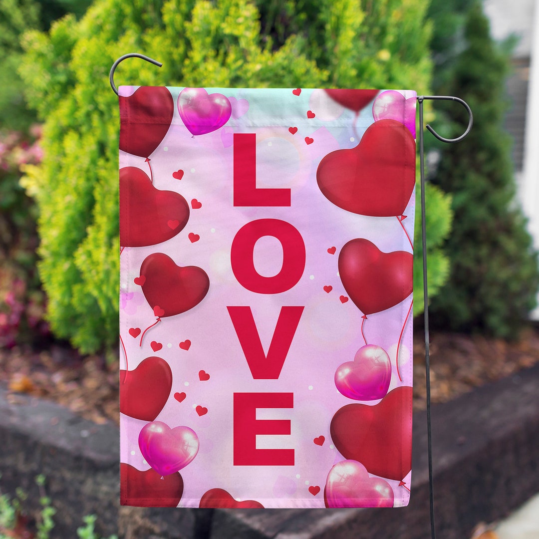 Happy Valentine's Day Garden Flag, Valentine Garden Flag, Valentine's ...