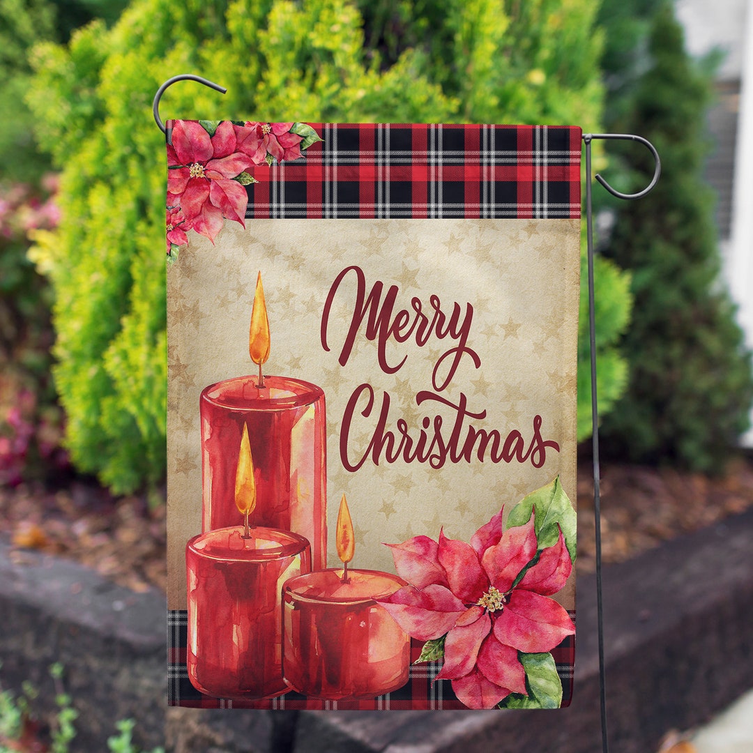 Merry Christmas Garden Flag, Christmas Flag, X'mas Candles Flag, XMAS ...