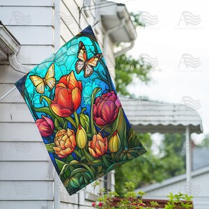 Hello Spring Tulips Garden Flag, Spring Garden Flag, Spring Flag ...