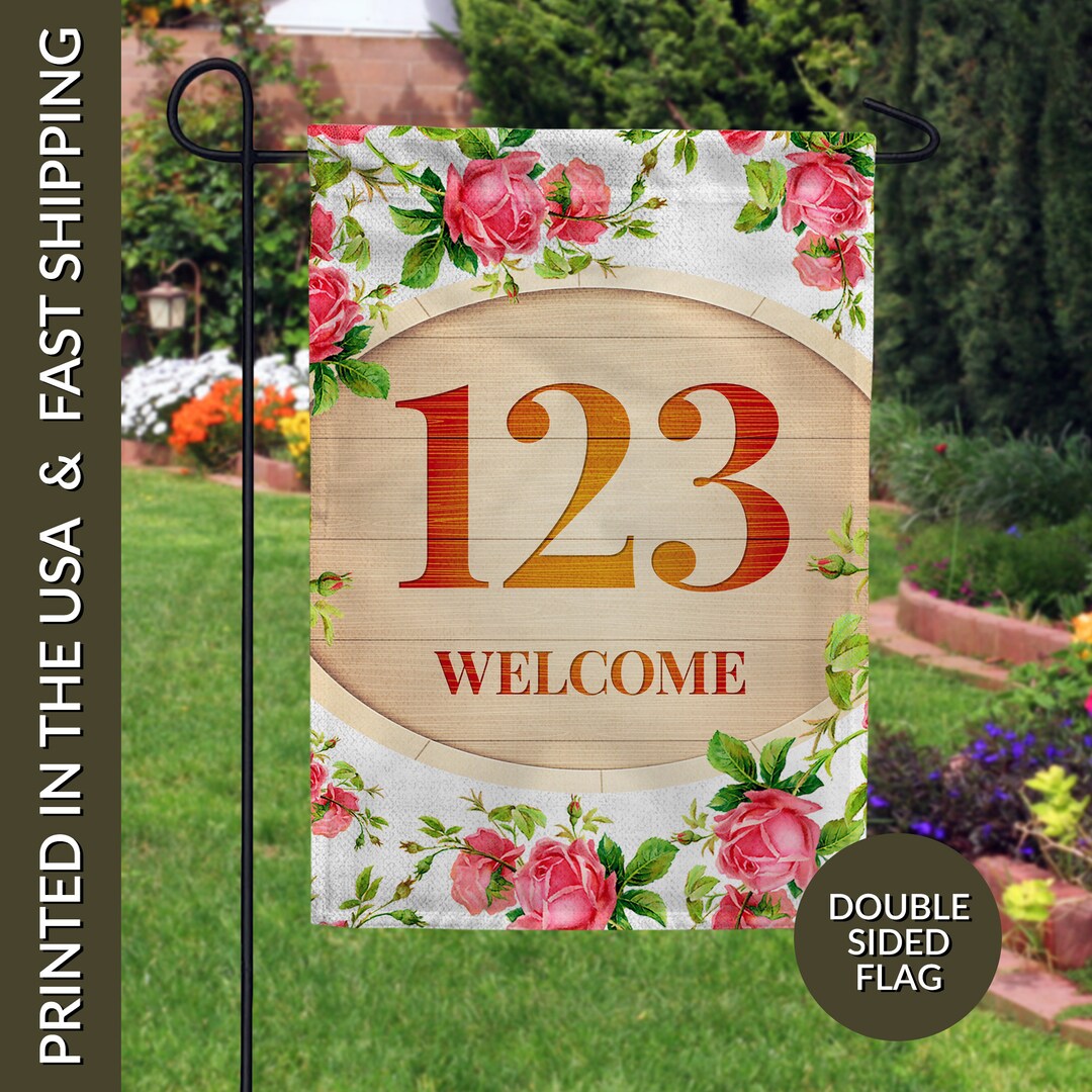 Personalized Pink Roses Garden Flag, Custom Garden Flag, Personalized ...
