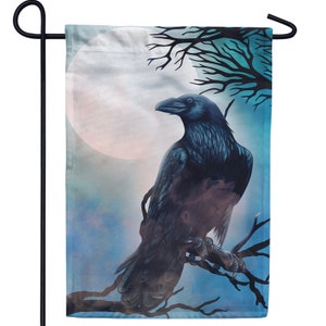 Gothic Raven Flag, Halloween Black Crow Garden Flag, Halloween Ravens ...