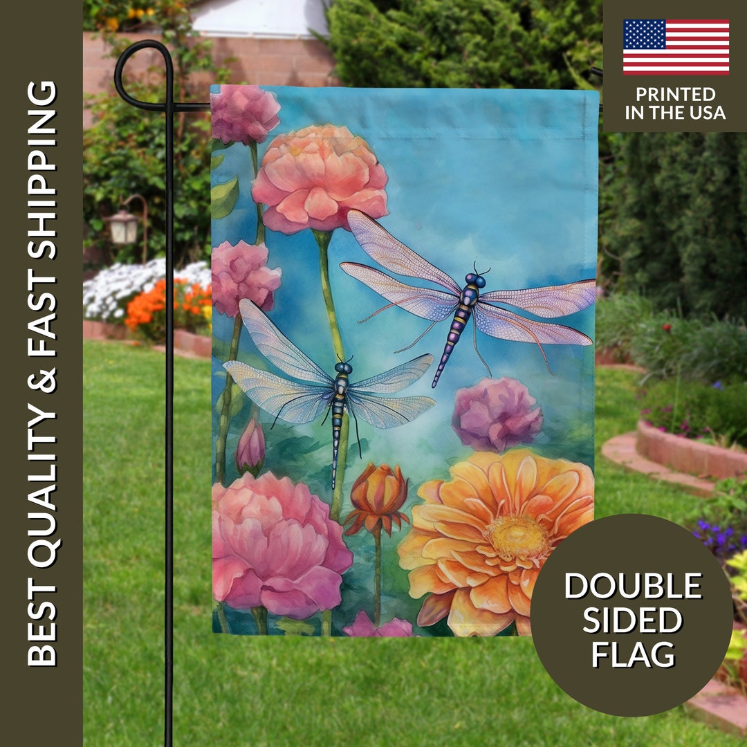 Spring Summer Dragonflies Garden Flag, Dragonfly Garden Flag, Dragonfly ...