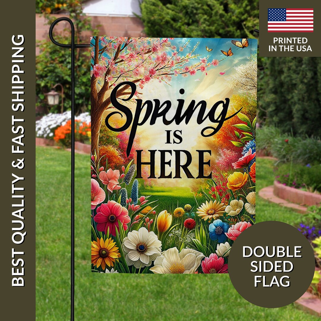 Welcome Spring Floral Garden Flag, Welcome Spring Flag, Spring Flowers ...