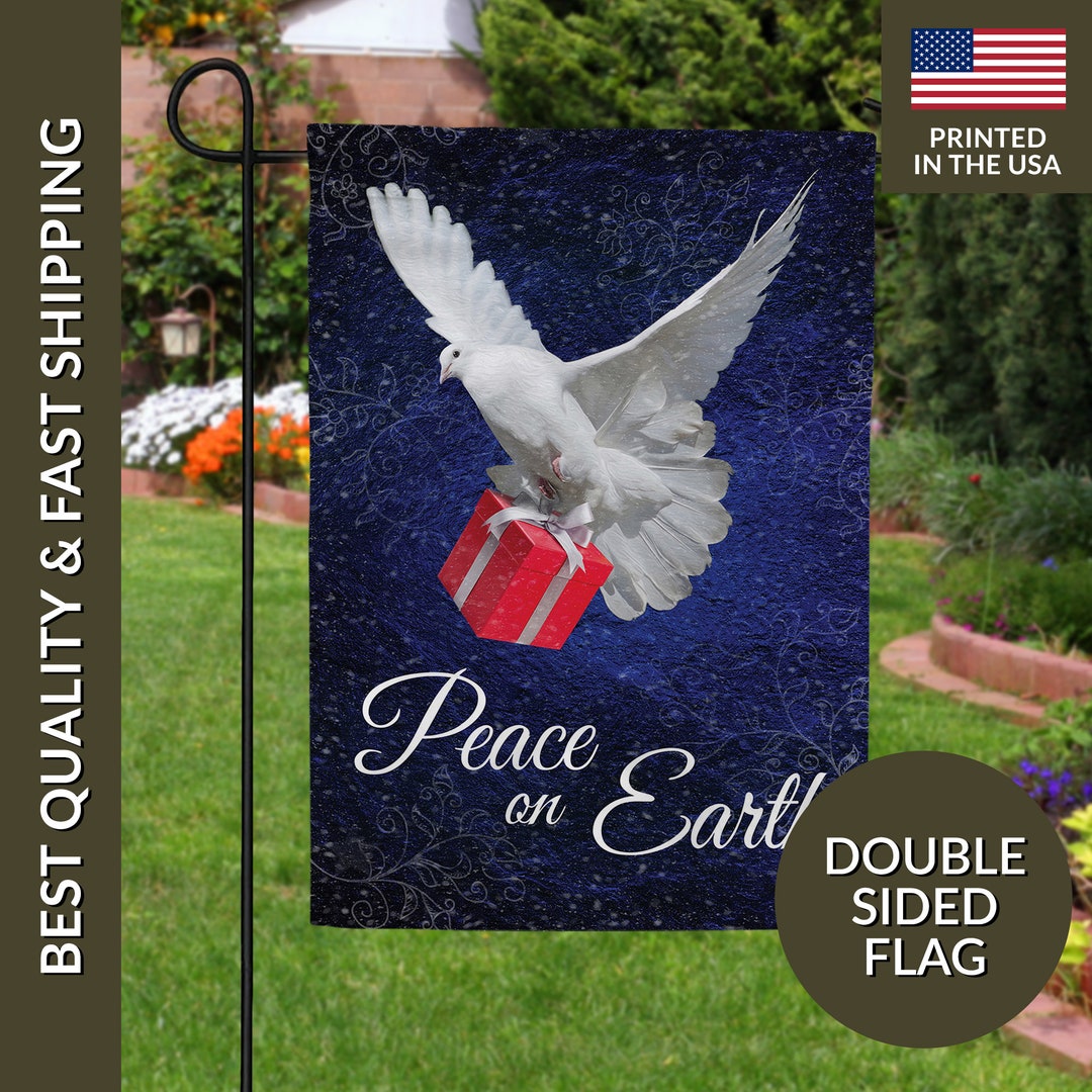 Peace on Earth Christmas Dove Flag, Christmas Peace Flag, Christmas ...