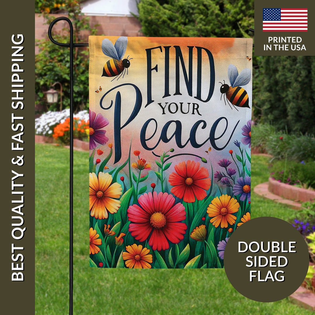 Find Your Peace Flower Garden Flag, Floral Inspirational Decor, Peace ...