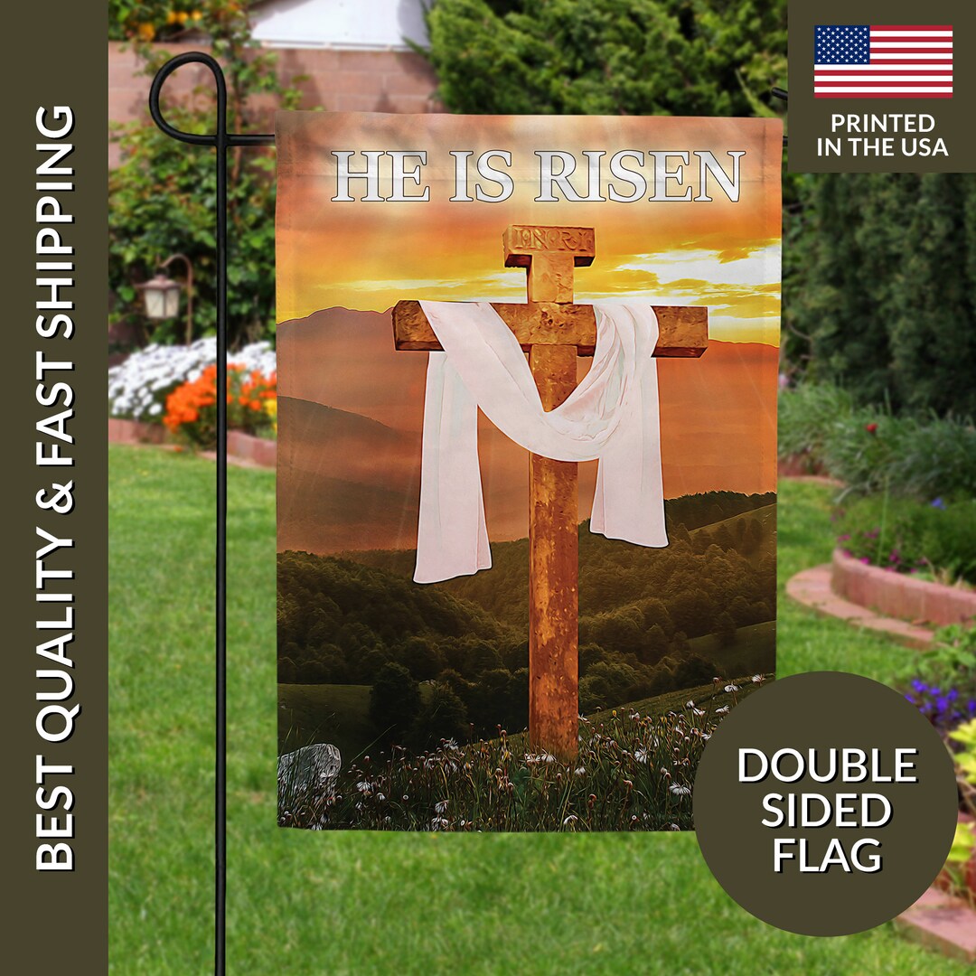 He is Risen Easter Garden Flag, He is Risen Flag, Easter Flag ...