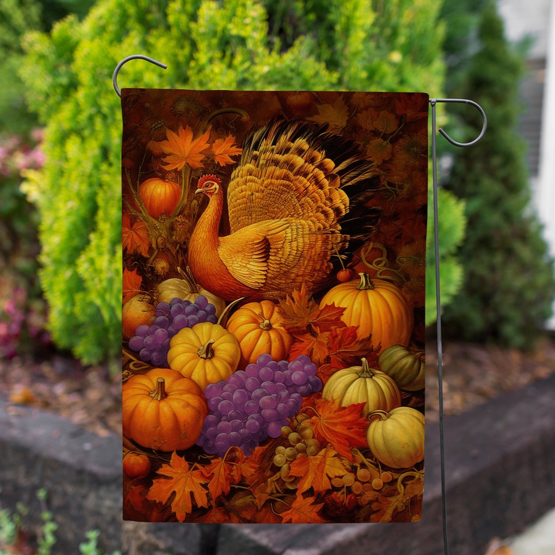 Thanksgiving Turkey Garden Flag, Turkey Thanksgiving Flag, Thanksgiving ...